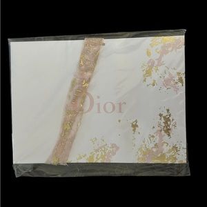 Dior | Party Supplies | Dior Paper Gift Bag White Gold Pink Logo Ribbon ...